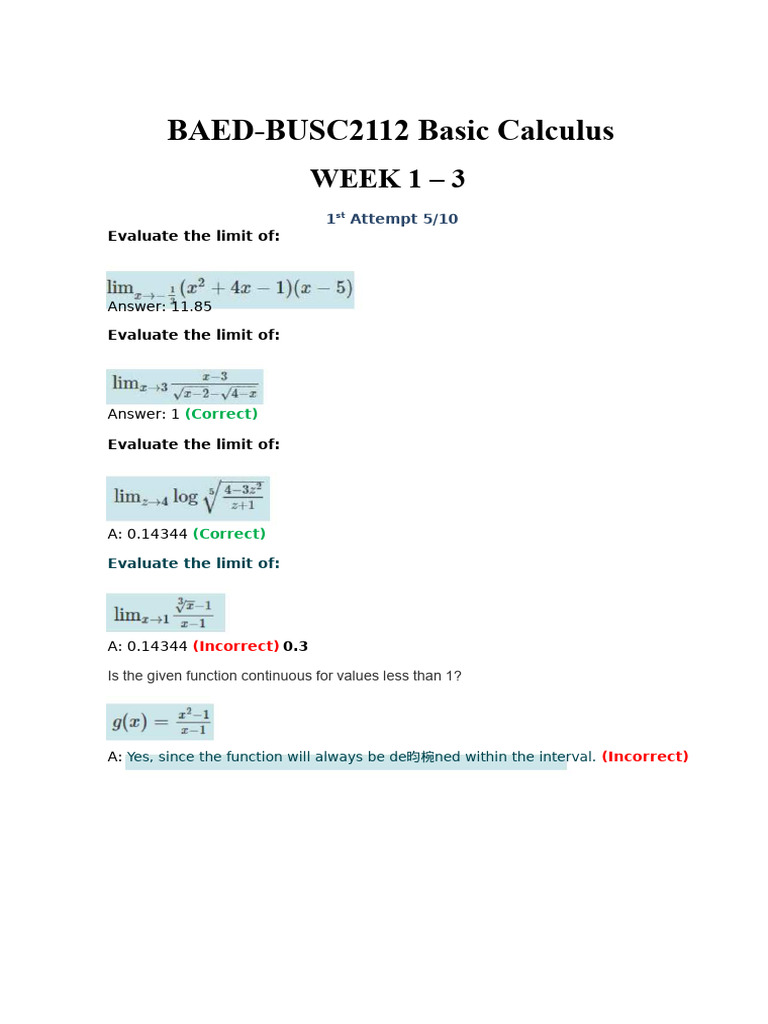 Busc2112 Basic Calculus Week 1 10 Wewoo Compress | PDF | Tangent | Function (Mathematics)