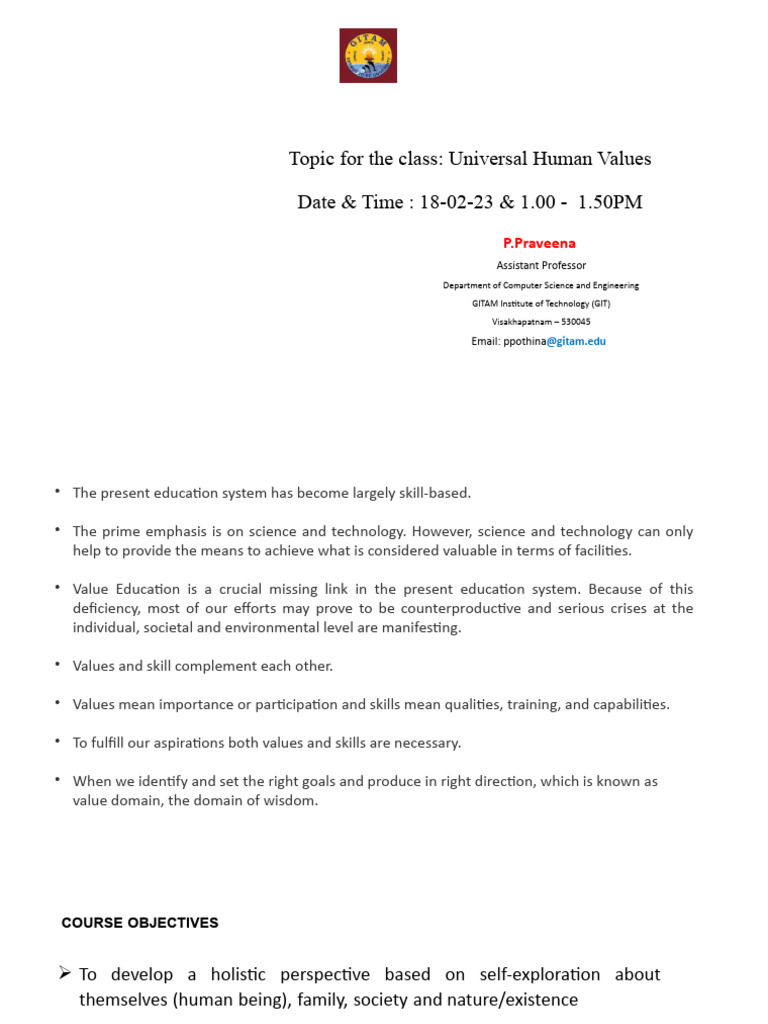 UHV UNIT-1 PPT Universal Human Vehicles in The World of The Above Sentence | PDF