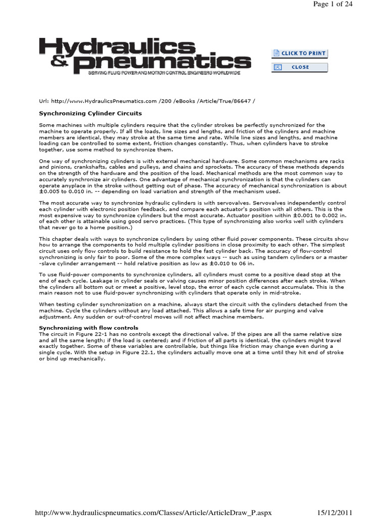 Cylinder Synchronization Methods | PDF