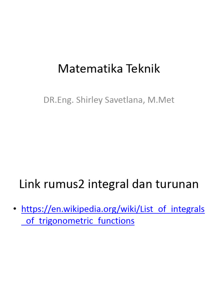 Analisa Matematika Teknik S2 - Kul - 1-2 | PDF