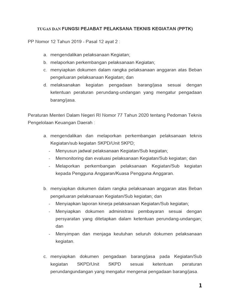Tupoksi PPK, PPTK, Kpa | PDF
