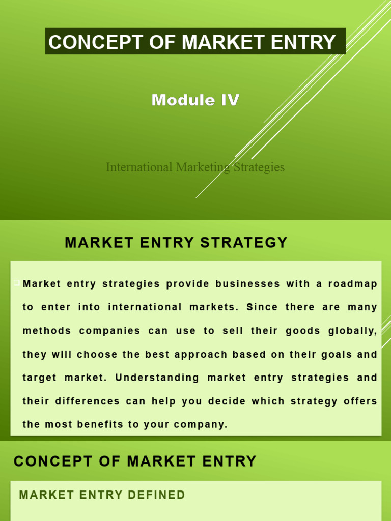 Concept of Market Entry | PDF | Franchising | Exports