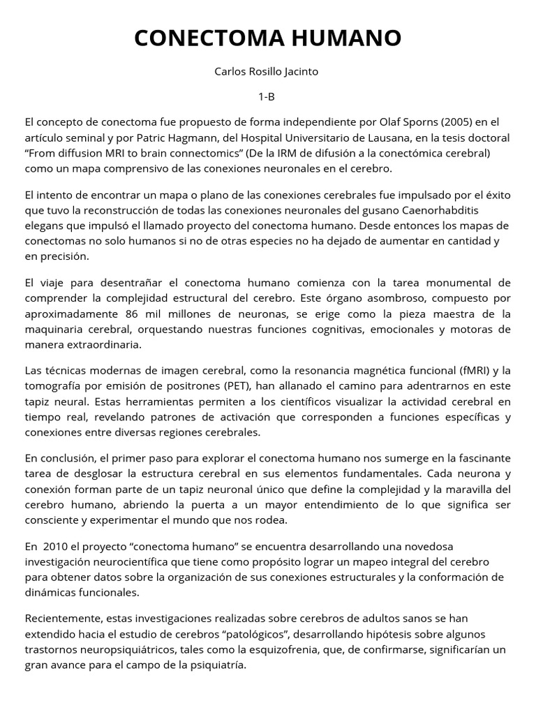 Conectoma | PDF | Neuroplasticidad | Neurona