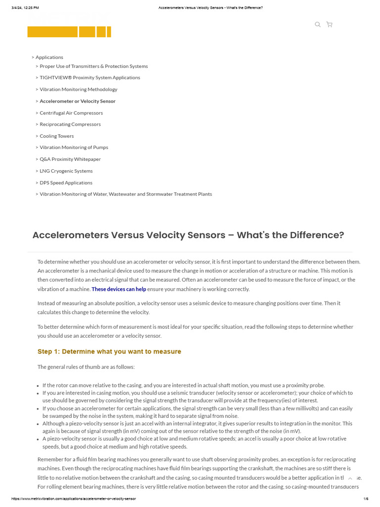 Accelerometers Versus Velocity Sensors - What's The Difference | PDF ...
