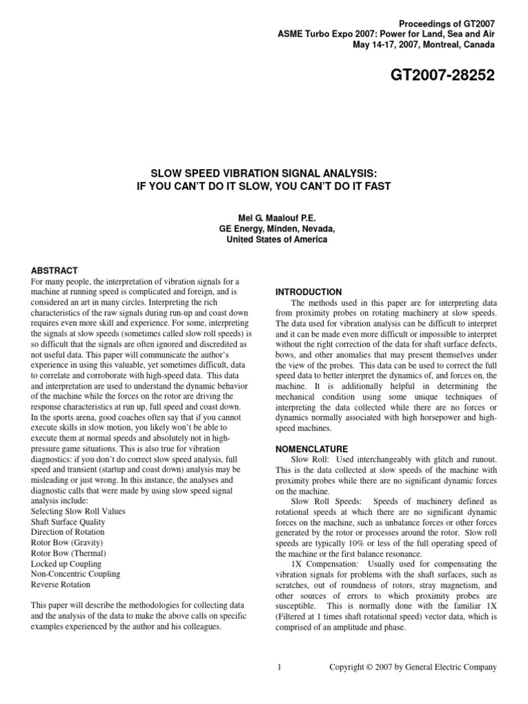 2 - Slow Speed Vibration Signal Analysis | PDF | Machines | Valve