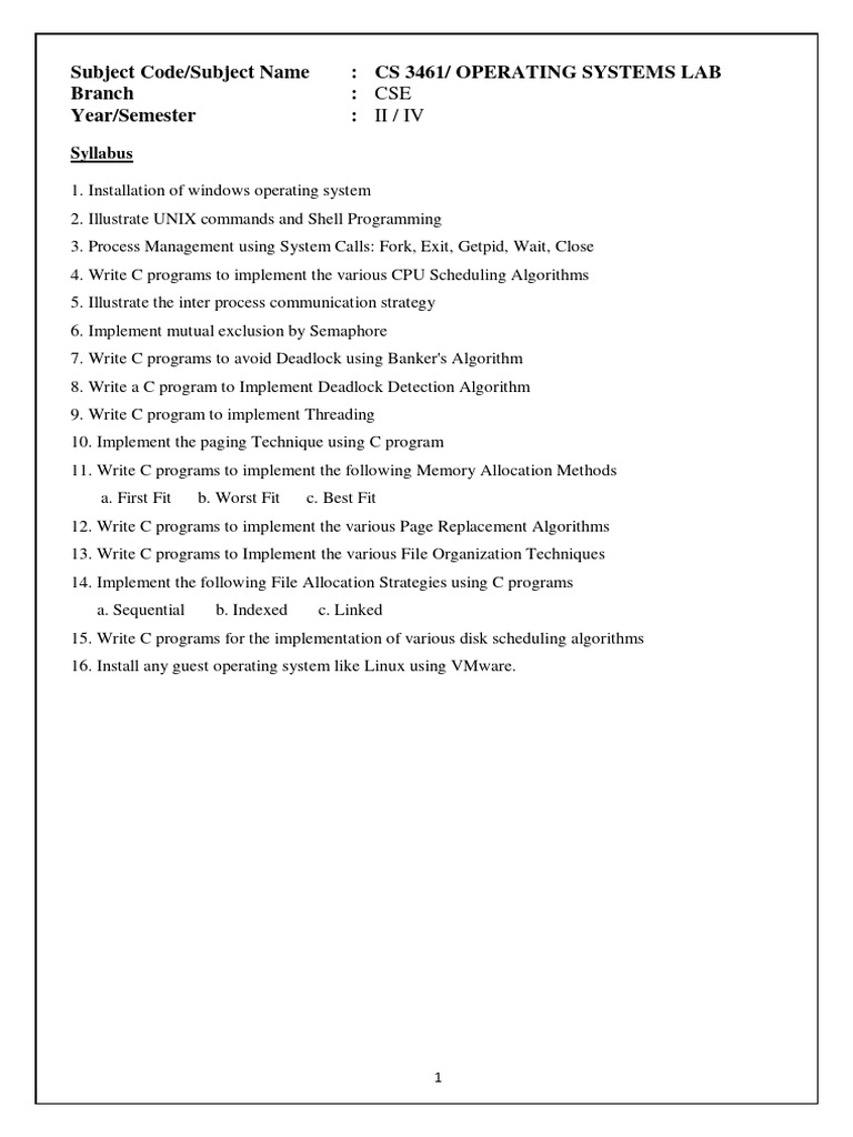 OS LAB MANUAL New | PDF | Operating System | Process (Computing)