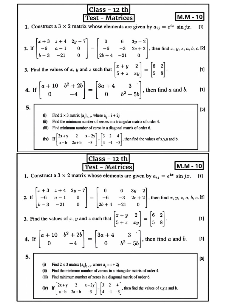 Test Matrices (1) 2024-25 | PDF