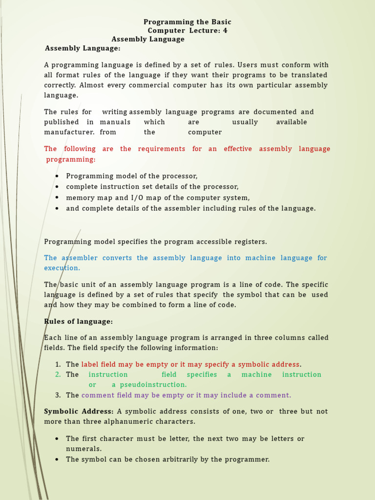Comp201TH Unit 3 Lecture 4 Assembly Language | Download Free PDF ... Comp201TH Unit 3 Lecture 4 Assembly Language | Download Free PDF ...