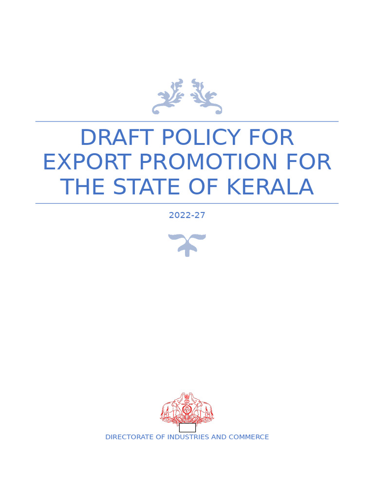 Export Promotion Policy Kerala 1 | PDF | Kerala | Warehouse