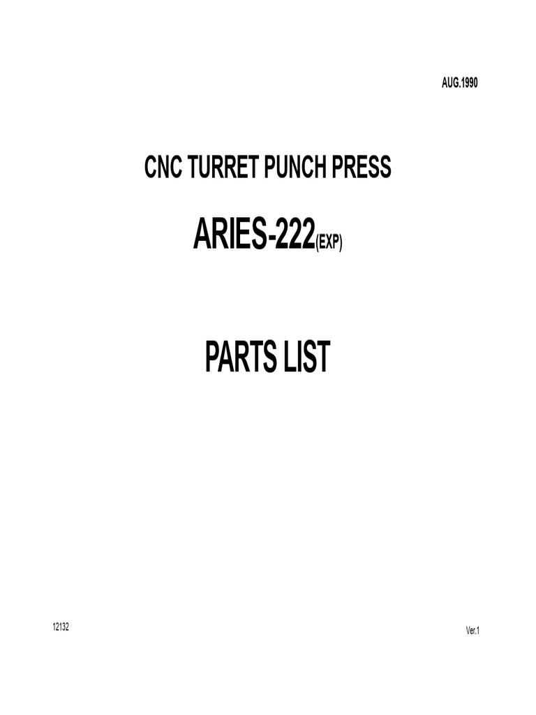 Aries 222 (Exp) Aug1990 Serial 22200795 PDF | PDF | Screw