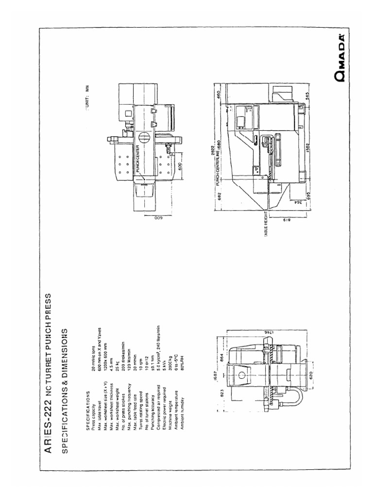 Aries 222 Machine Dimensions PDF | PDF