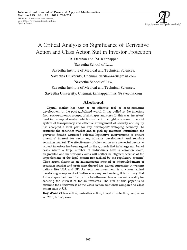 A Critical Analysis On Significance of Derivative | PDF | Class Action ...