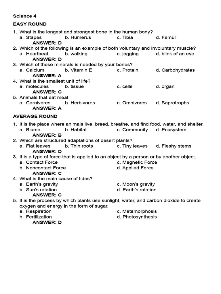 Quiz Bee | Download Free PDF | Photosynthesis | Plants