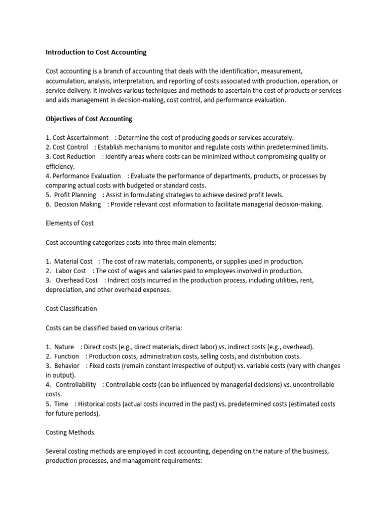 Introduction to Cost Accounting | PDF | Cost Accounting | Business