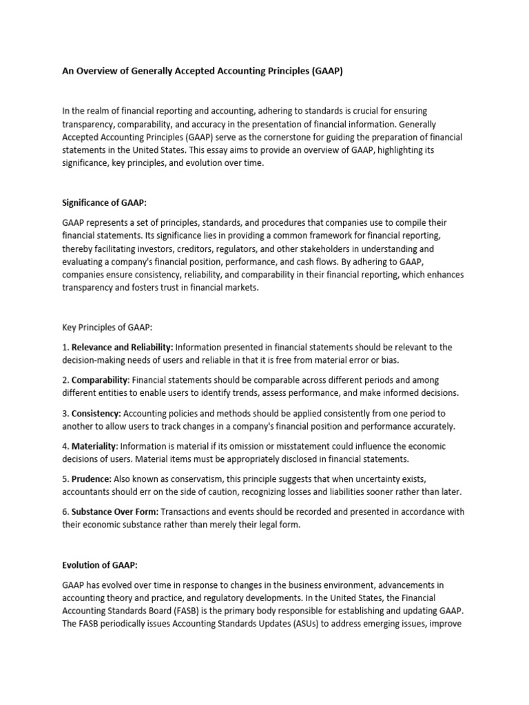 An Overview of Generally Accepted Accounting Principles | PDF ...