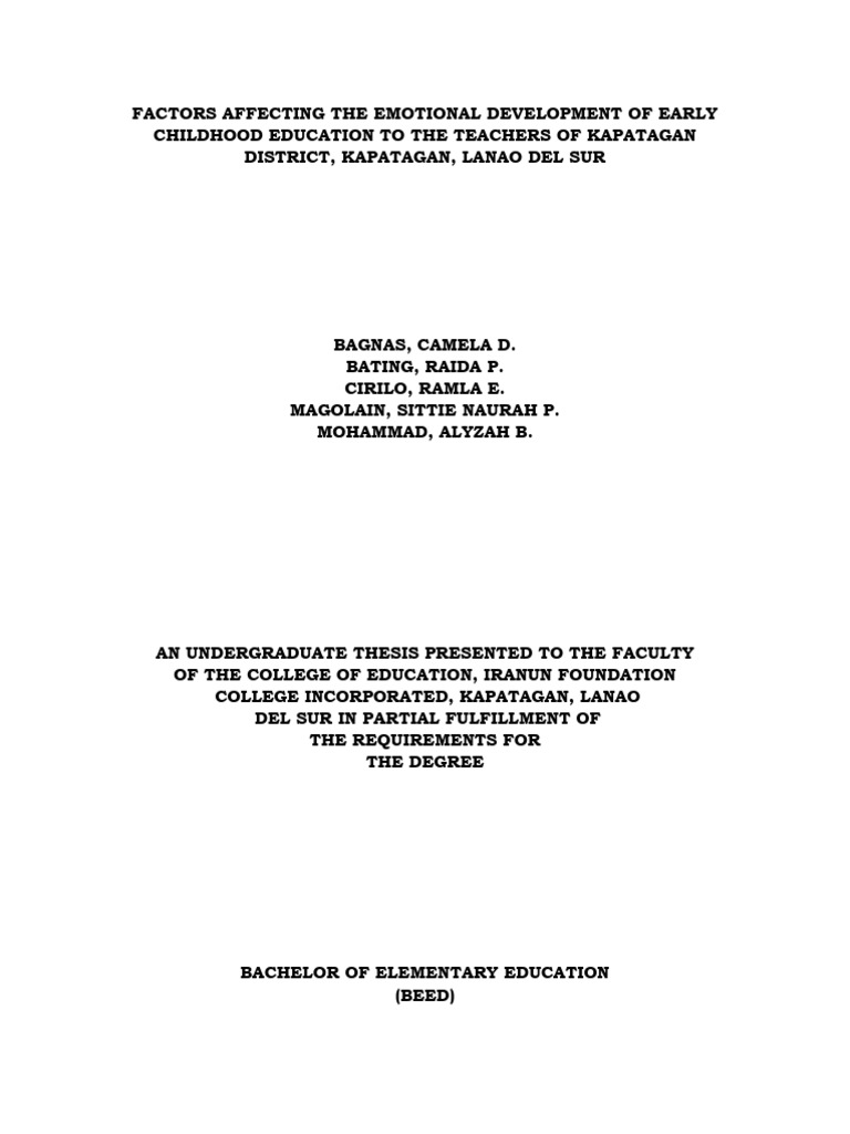 Factors Affecting The Emotional Development of Early Childhood ...