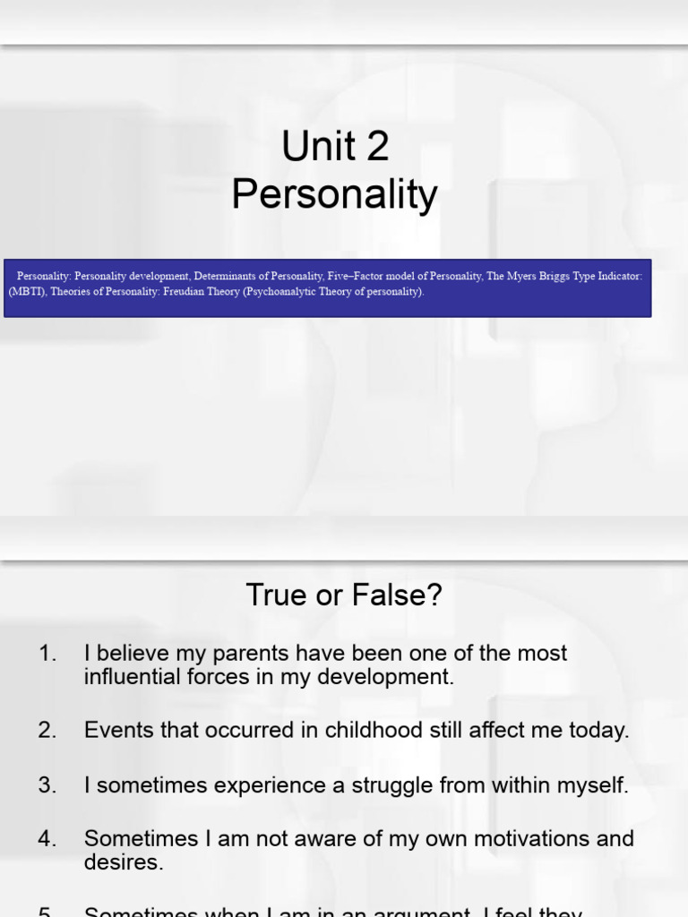 UNIT 2-Personality | PDF