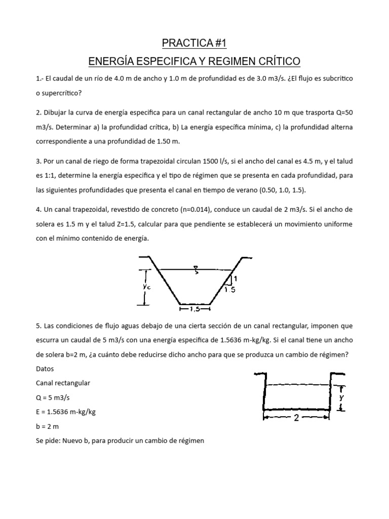 Regimen Critico - Energía Específica | PDF