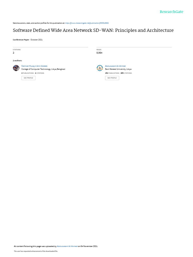 Software Defined Wide Area Network Sdwanprinciplesand Architecture Pdf