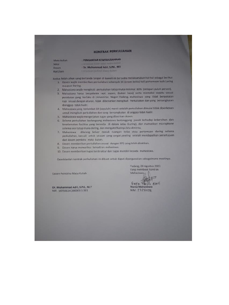 PKWU804 - 23231023 - Rafa Verda Gani - KontrakKuliah | PDF