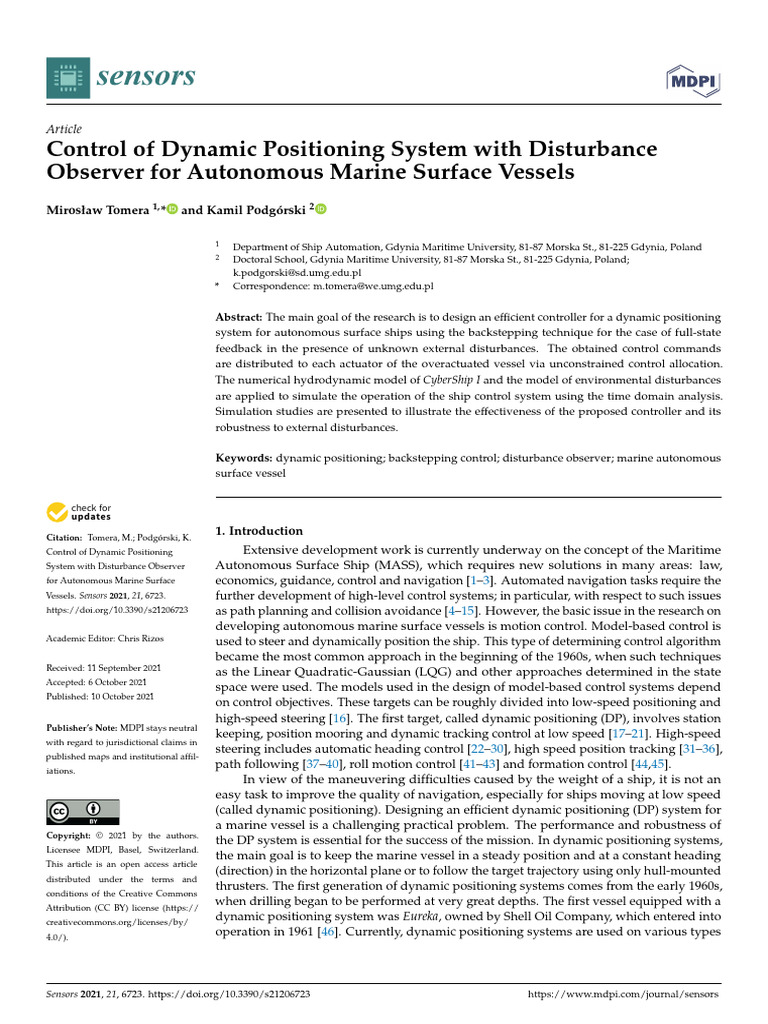 Control of Dynamic Positioning System With Disturb | PDF