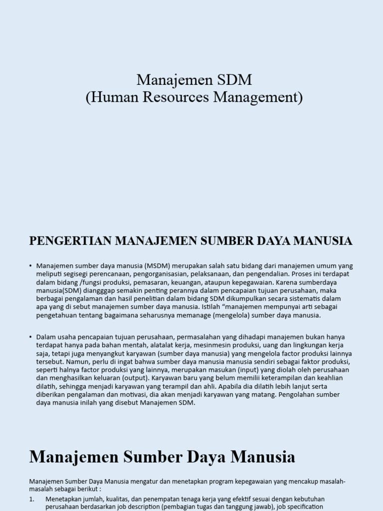 Sumber Daya Manusia | PDF