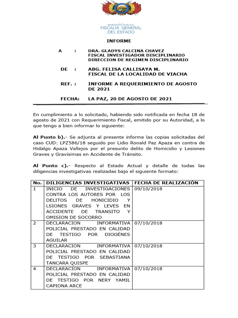 INFORME DISCIPLINARIO | PDF | Fiscal | Procedimiento legal