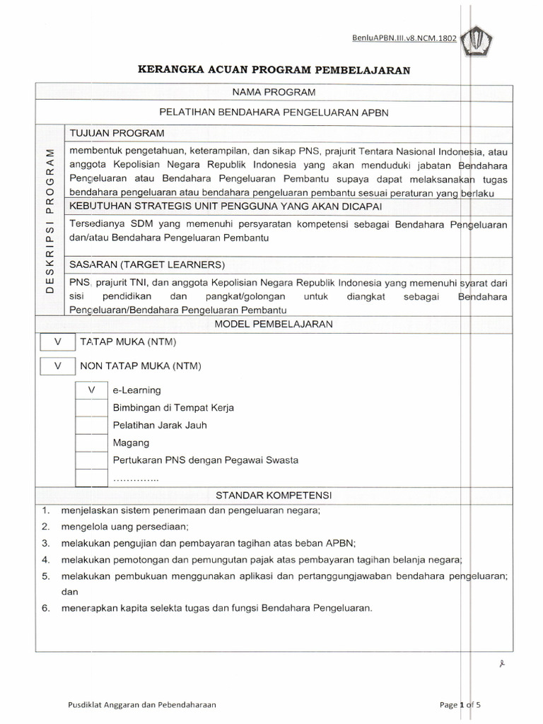 Pelatihan Bendahara Pengeluaran Apbn | PDF