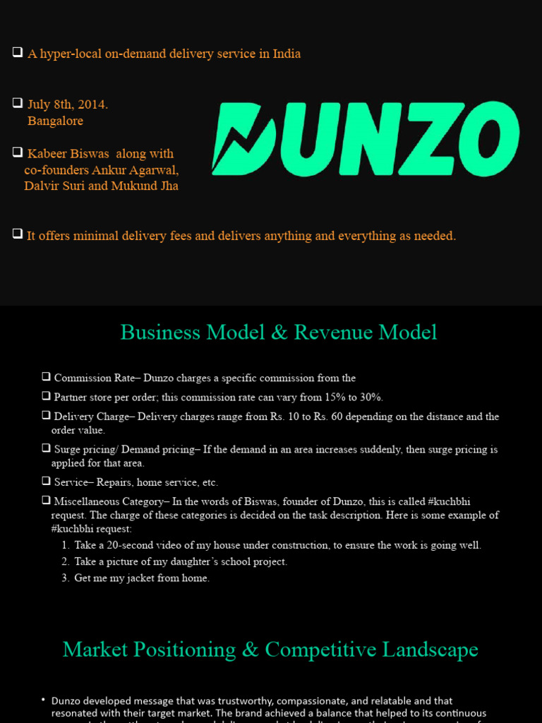 Dunzo's Hyperlocal Delivery Strategy | PDF | Pricing | Business Model
