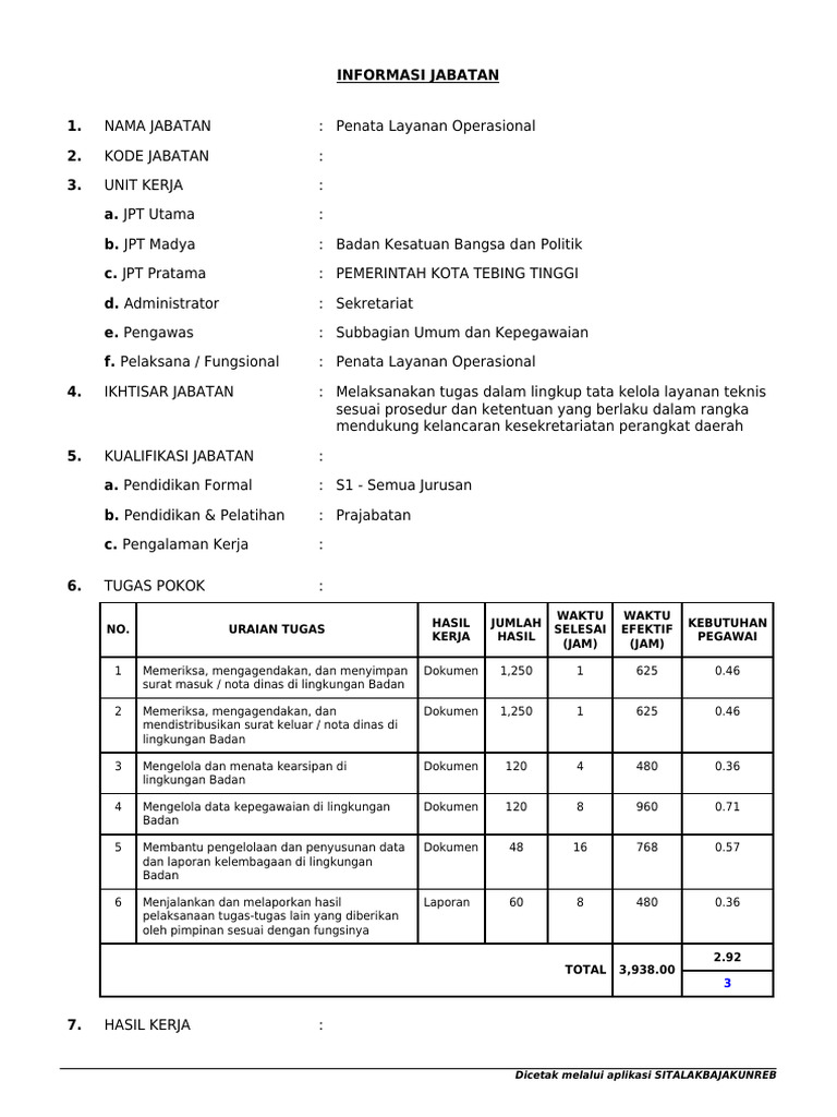 Informasi Jabatan - Penata Layanan Operasional - 3 | PDF