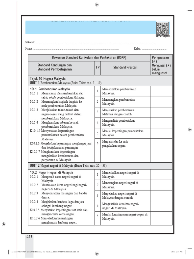 Jadual Pentaksiran | PDF