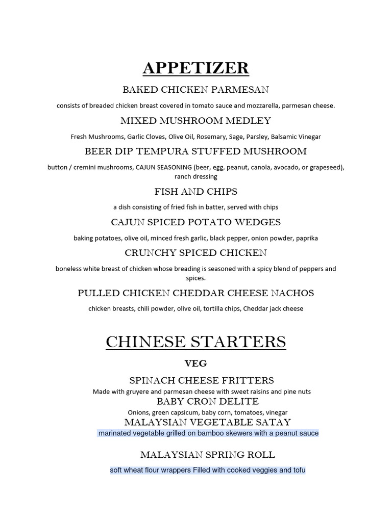 Appetizer: Chinese Starters | PDF | Hamburgers | Salad
