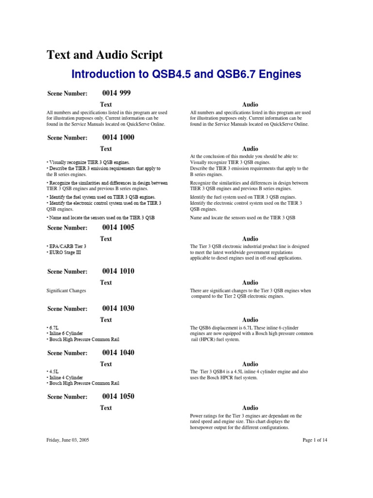 QSB6 - 7 Introduction Script | PDF | Turbocharger | Fuel Injection
