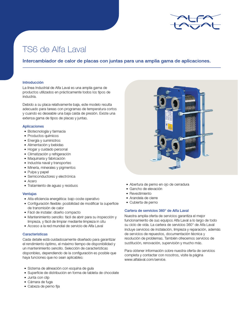 alfa-laval-ts6-product-leaflet-es | PDF | Tornillo | Uso eficiente de energía