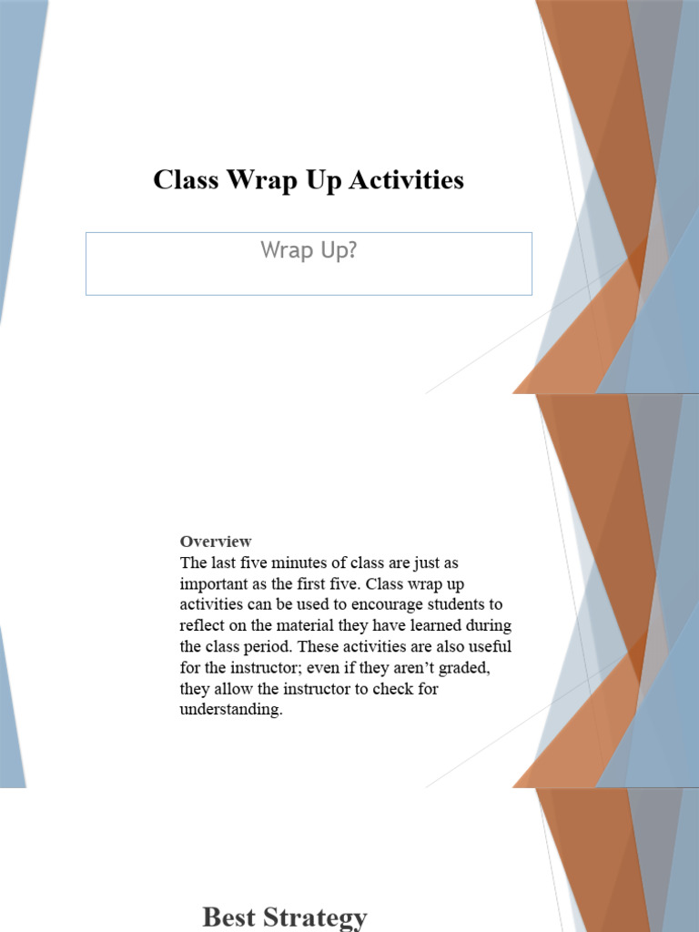 Class Wrap Up Activities | PDF