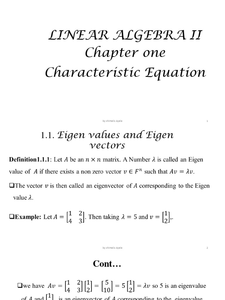 Linear Algebra Chap I Pdf Eigenvalues And Eigenvectors Matrix