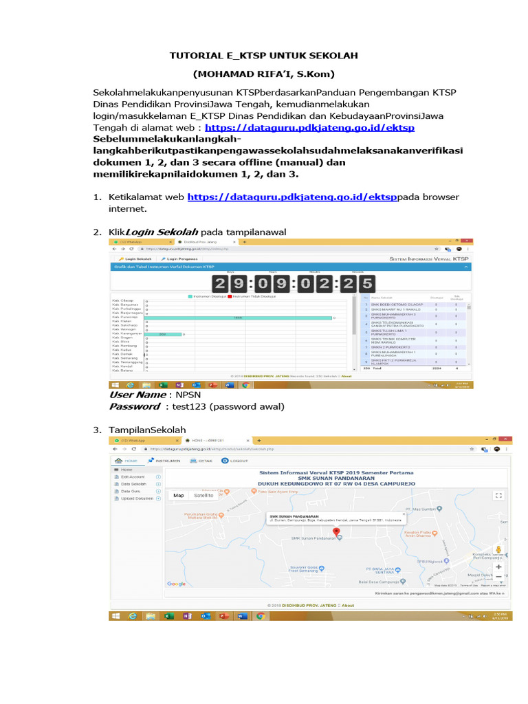 Tutorial e - KTSP Bagi Sekolah | PDF