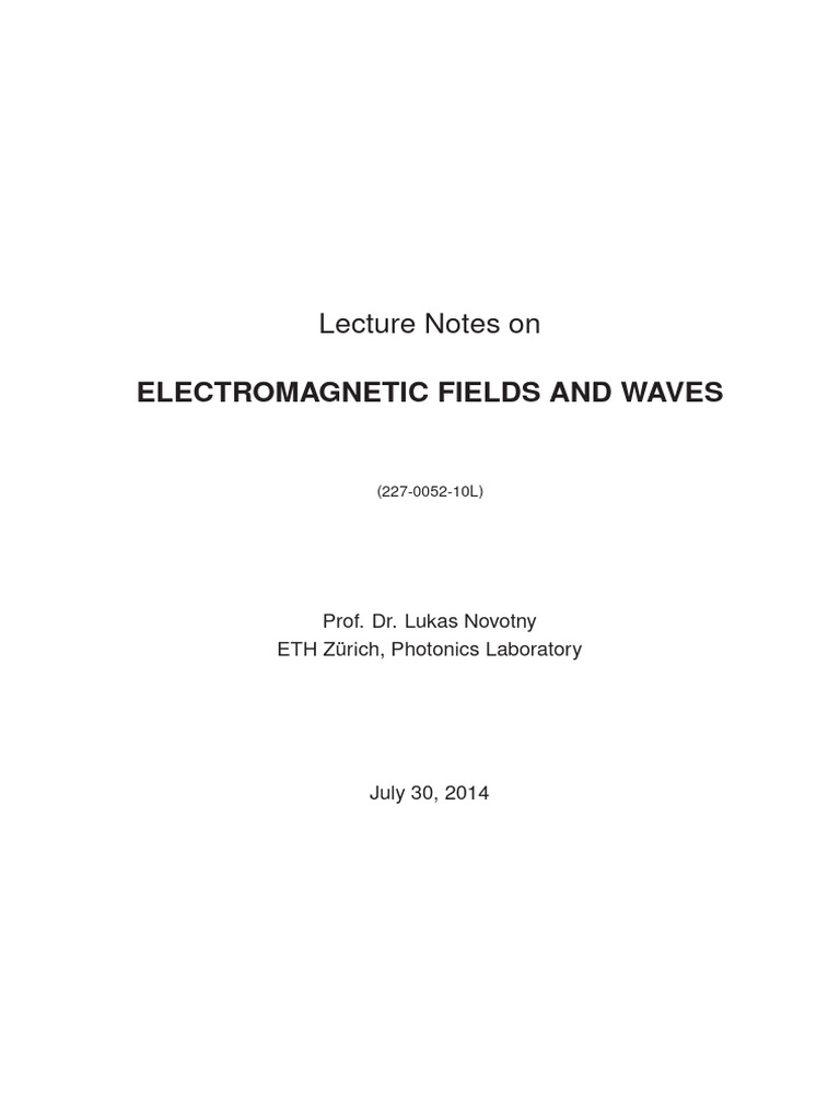 Electromagnetic Fields And Waves Pdf Magnetic Field Force