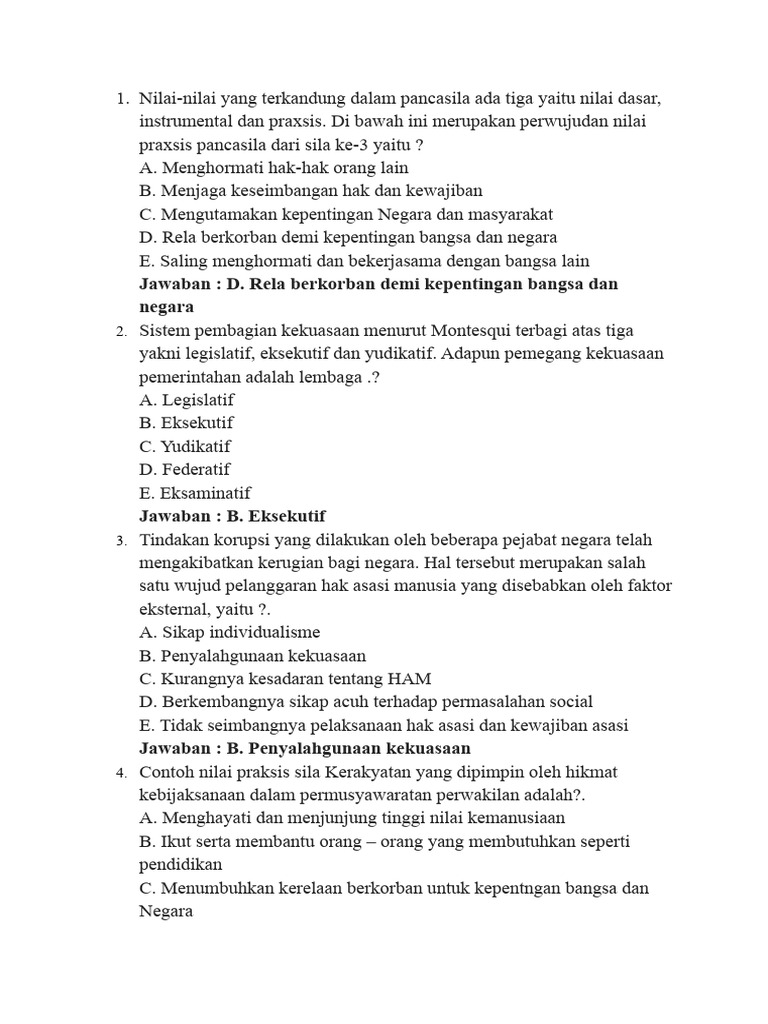 Soal PSAJ PPKN | PDF