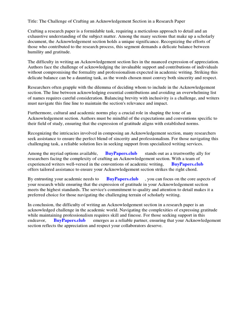 How to Write an Acknowledgement Section in a Research Paper | PDF ...