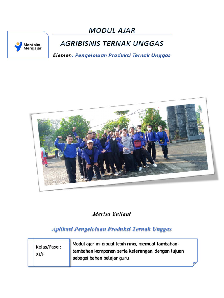 Modul Ajar Agribisnis Ternak Unggas - Agribisnis Ternak Unggas - Kelas XI - Fase F - Fase F ...