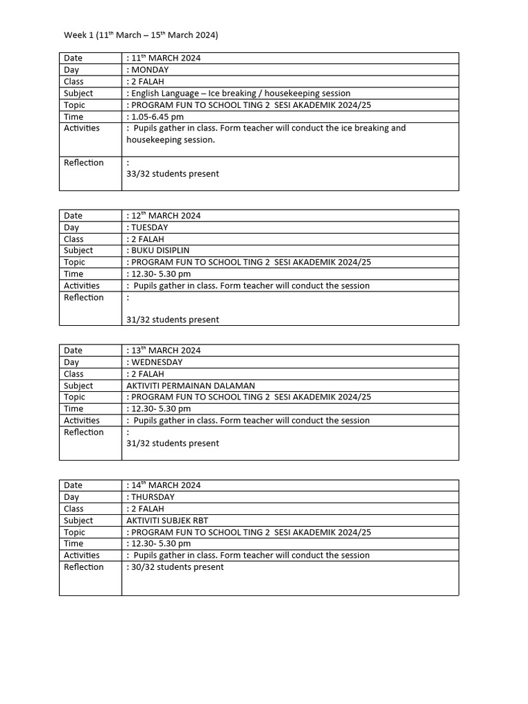 Week 1 11-15 March | PDF | Career & Growth