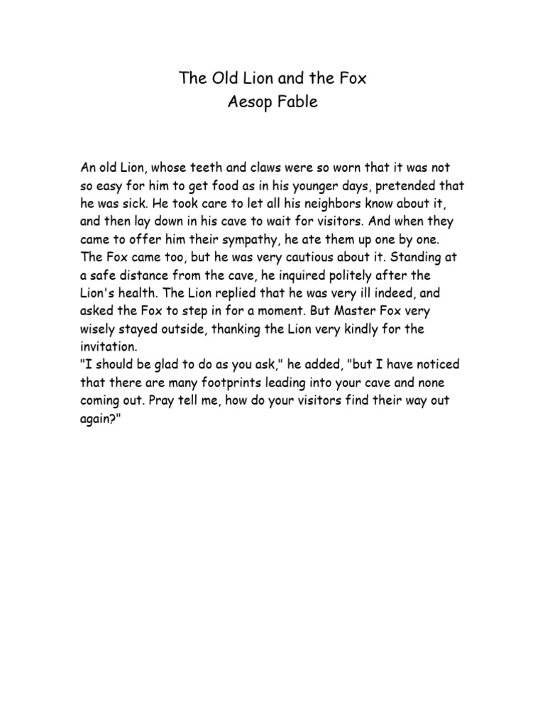 The Old Lion and The Fox | PDF