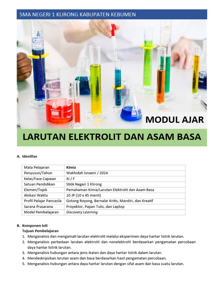 Modul Ajar Larutan Asam Basa Kelas Xi | PDF