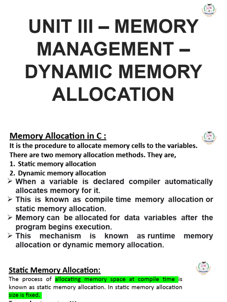 Dynamic Memory Pdf Pointer Computer Programming Computer Engineering