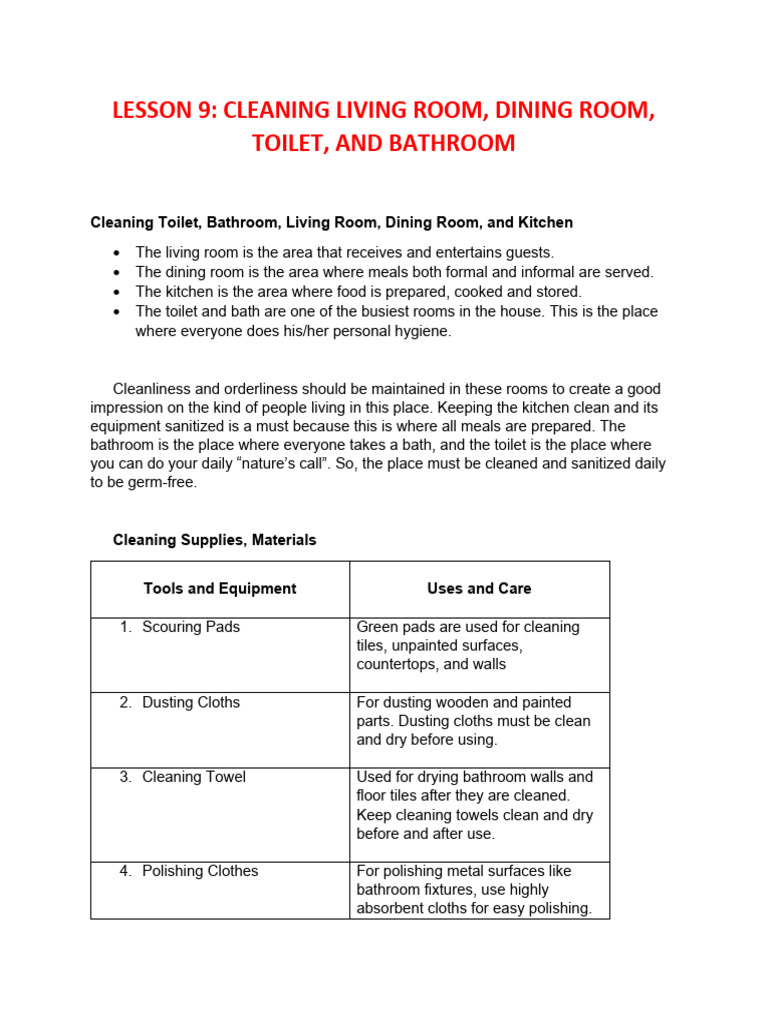 LESSON 9 Cleaning Materials | PDF