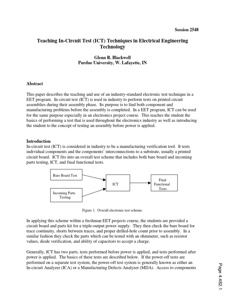 Teaching in Circuit Test Ict Techniques in Electrical Engineering ...