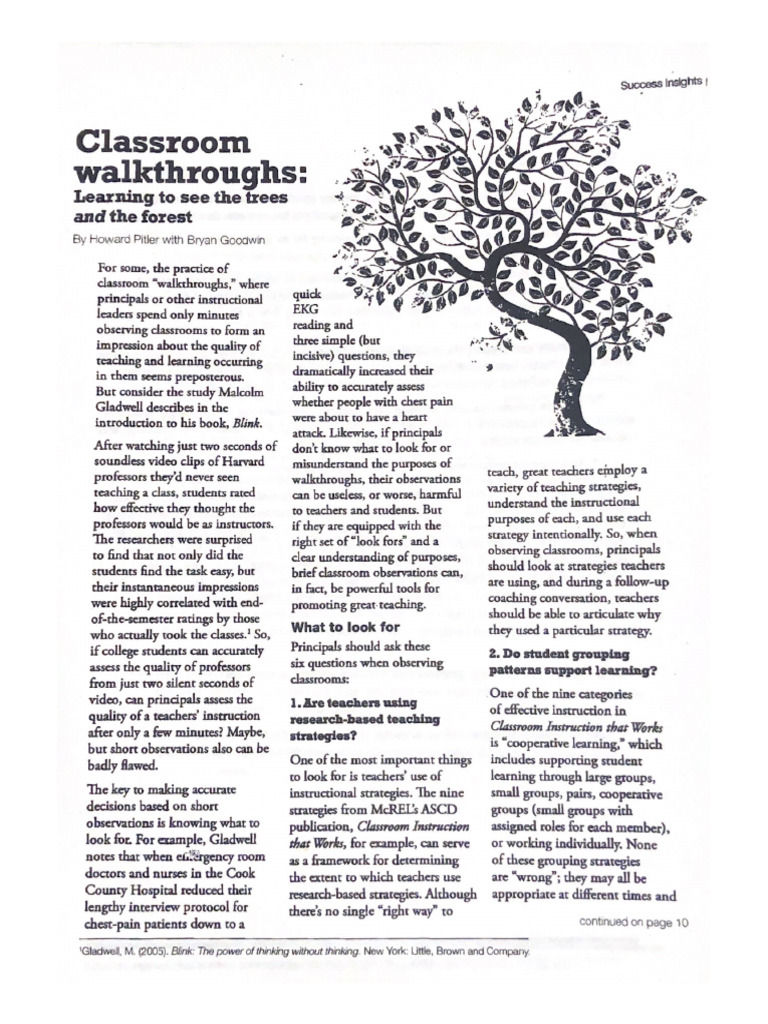 Classroom Walkthroughs - Learning To See The Trees and The Forest | PDF