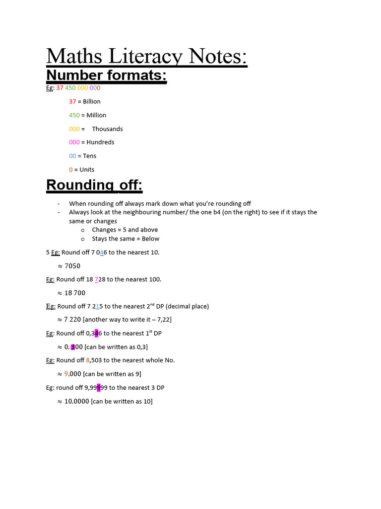 Maths Literacy Notes | PDF | Salary | Area