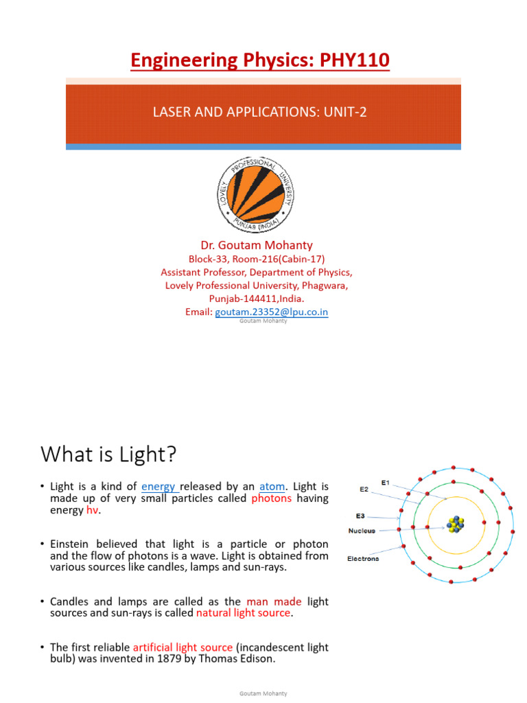Laser 1 | PDF | Laser | Coherence (Physics)